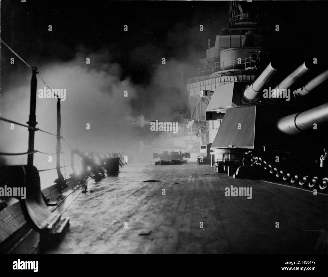 The battleship USS California (BB-44) is shown underway at sea ...