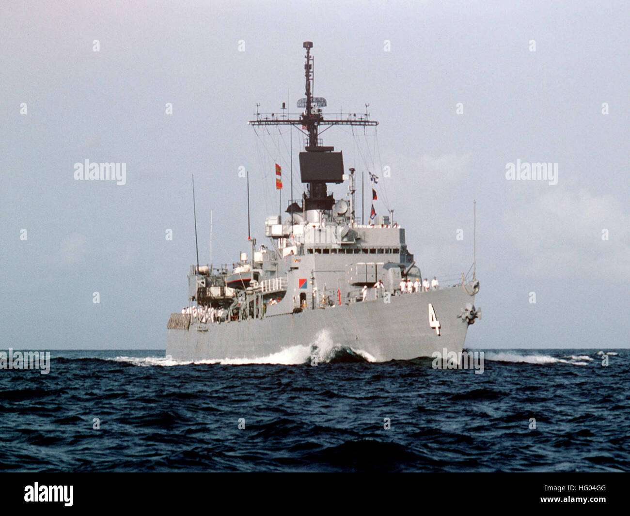A starboard bow view of the guided missile frigate USS TALBOT (FFG 4 ...