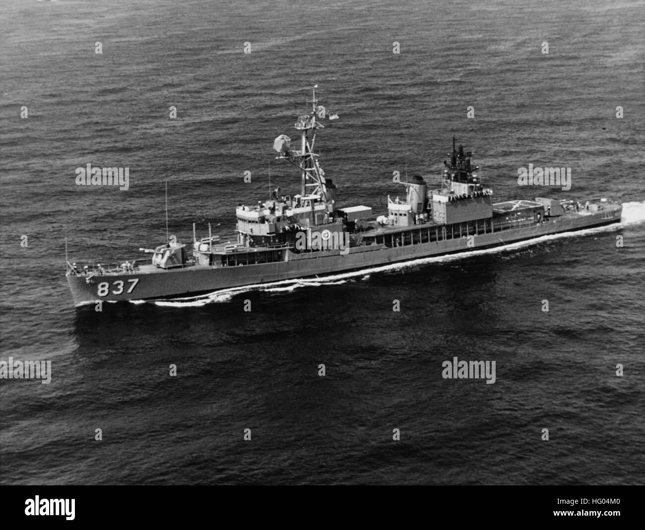 USS Sarsfield (DD-837) en route to Augusta Bay (Sicily) on 23 July 1973 ...