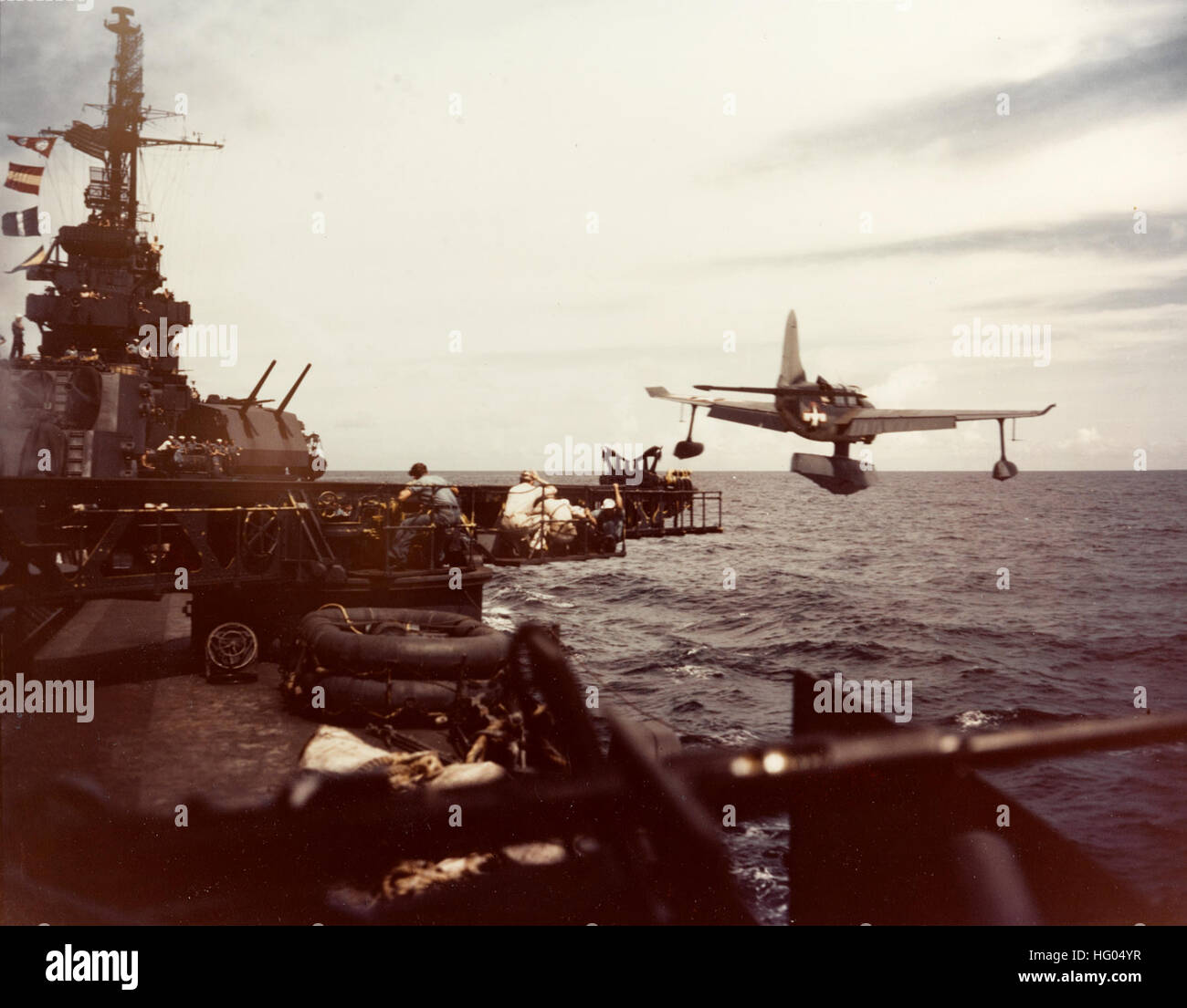 USS Biloxi (CL-80) catapults a Curtiss SO3C Seamew in 1943 Stock Photo ...