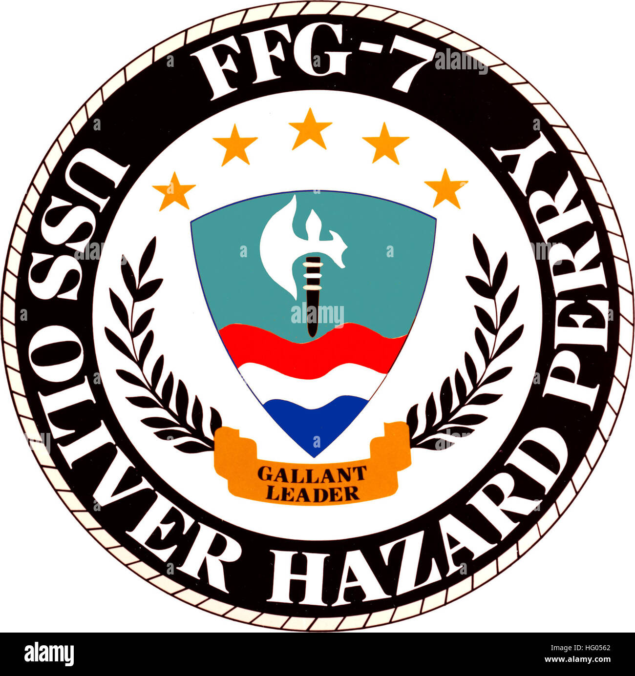 USS Oliver Hazard Perry (FFG-7) insignia, 1977 Stock Photo - Alamy