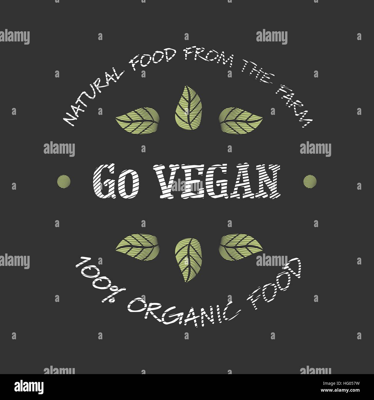 Engraved Go Vegan icon with leafs on black background Stock Vector ...