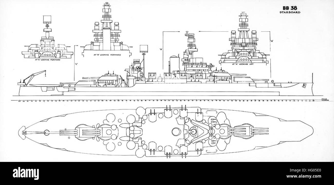 Uss pennsylvania bb 38 drawing 1943 hi-res stock photography and images ...