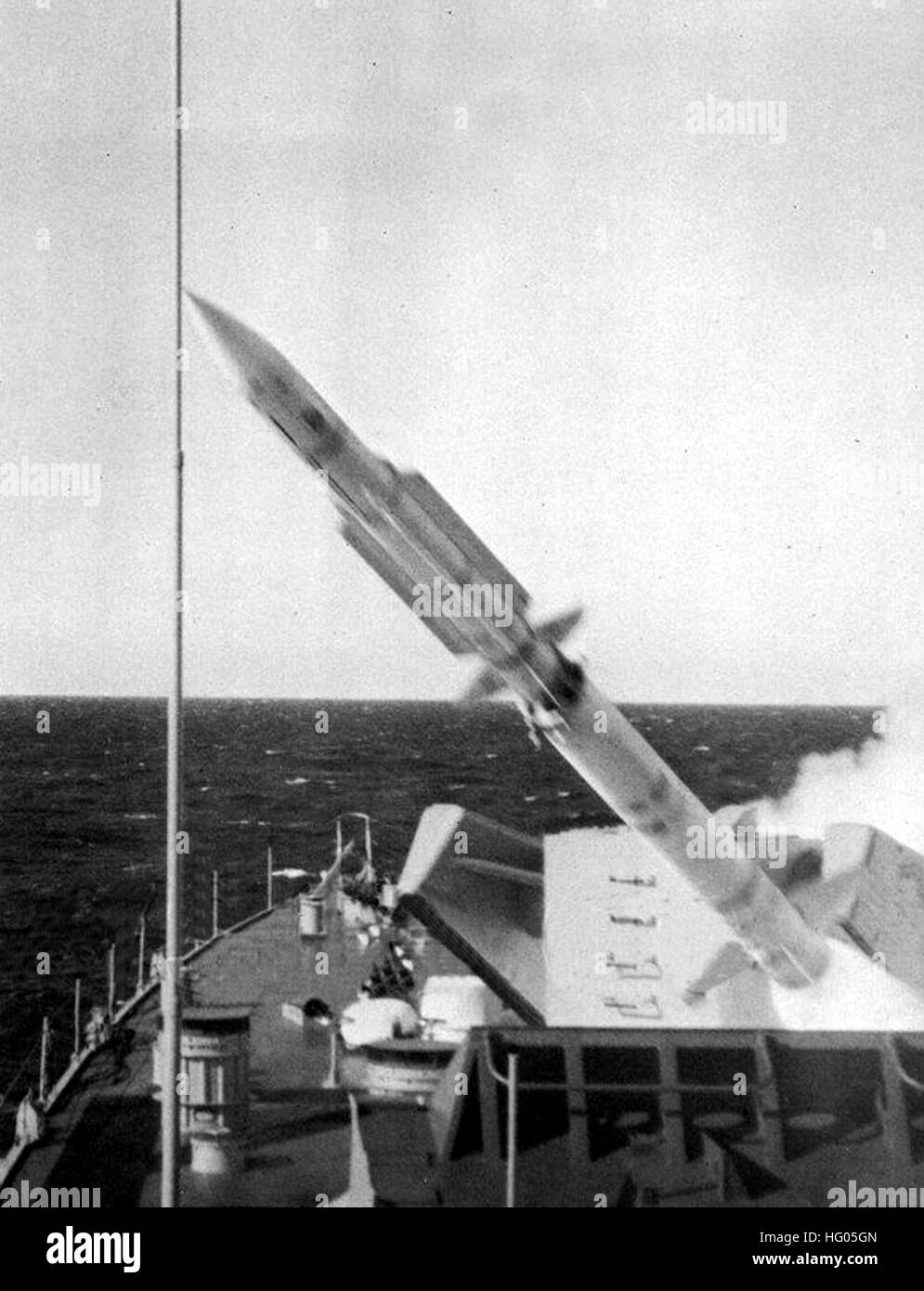 The USS Harry E. Yarnell (DLG-17) launches a RIM-2 Terrier surface-to ...