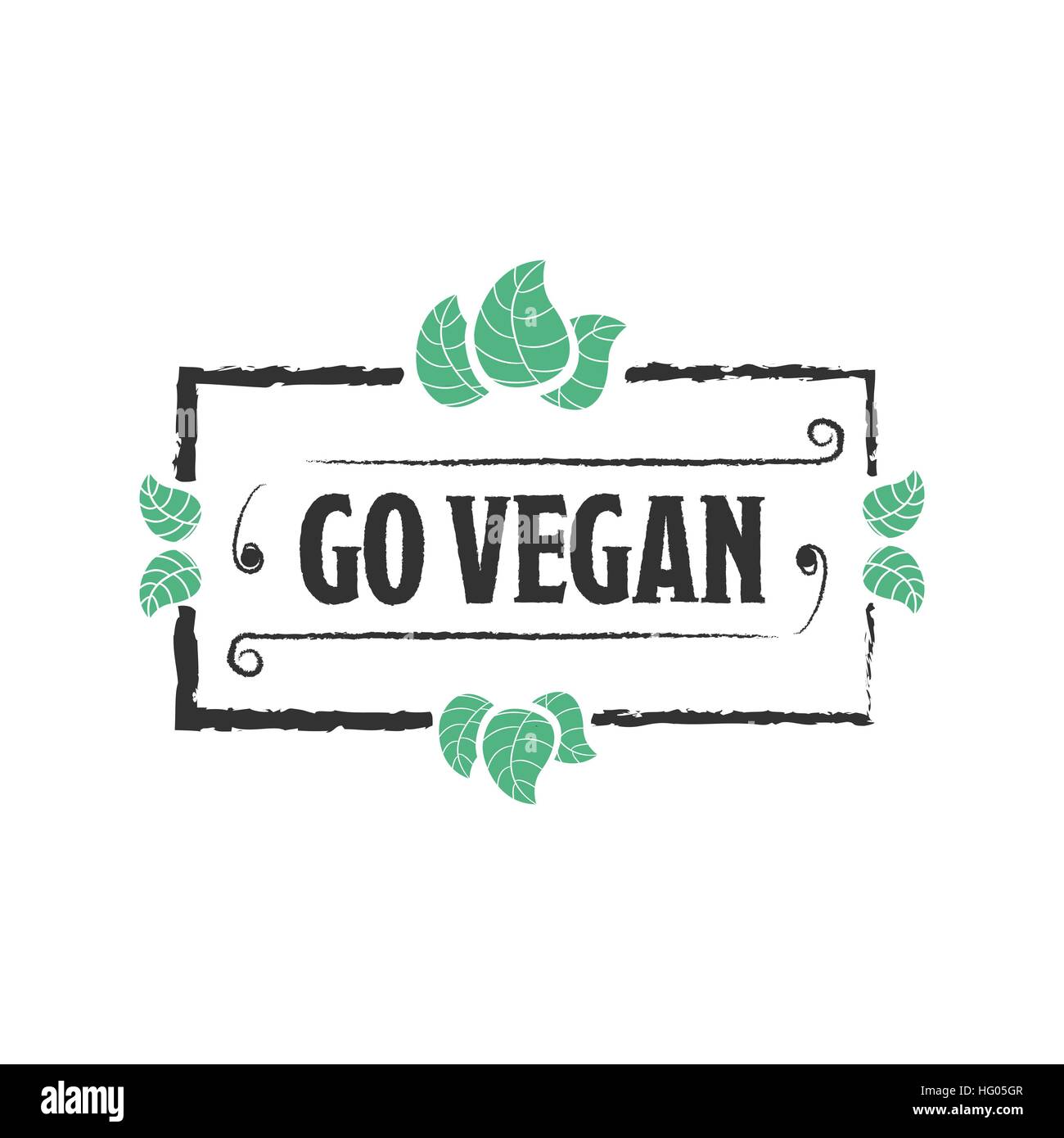 Go vegan Organic food icon with leafs on white background Stock Vector ...