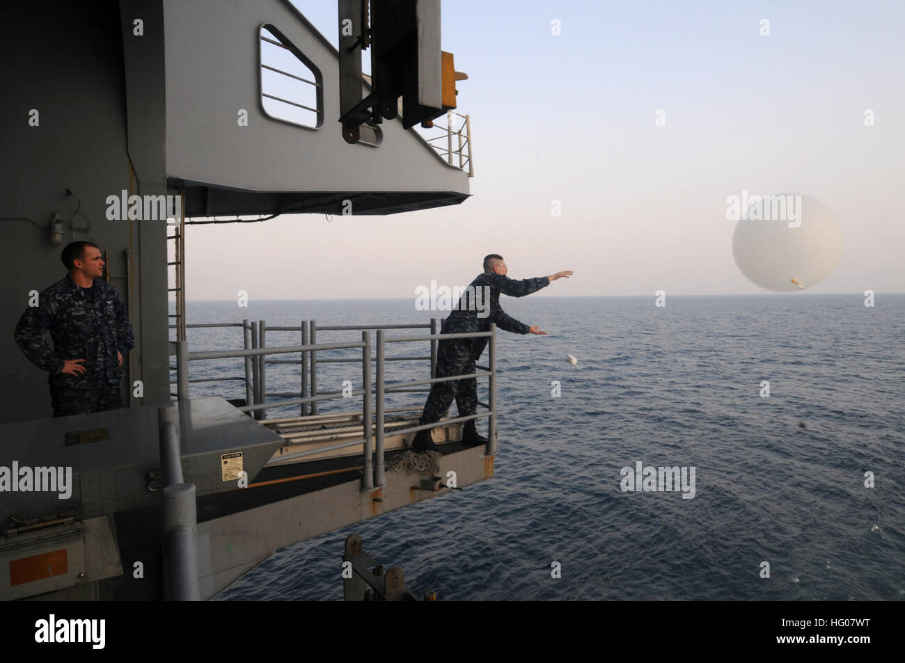 Aerographers aboard the aircraft carrier USS George H.W. Bush (CVN 77 ...