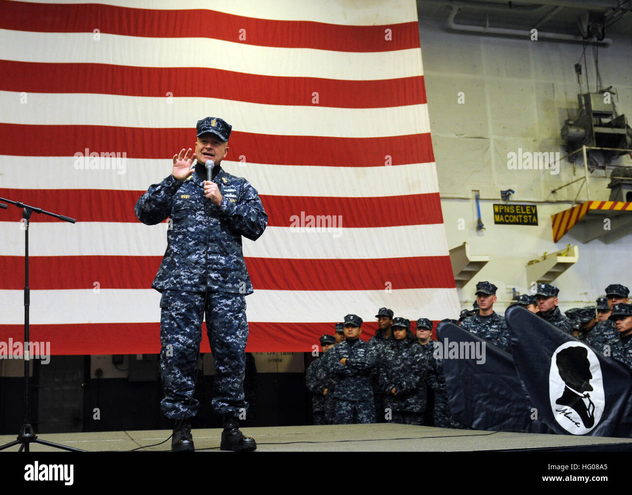 Master Chief Petty Officer of the Navy addresses all-hands call aboard ...