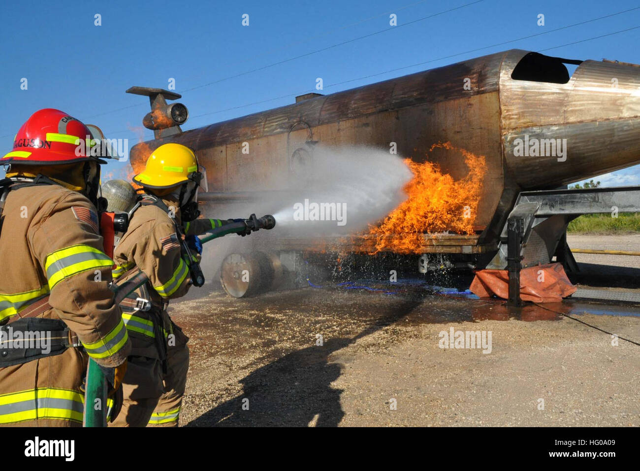 U s navy released mobile aircraft fire trainer firefighters hi-res ...