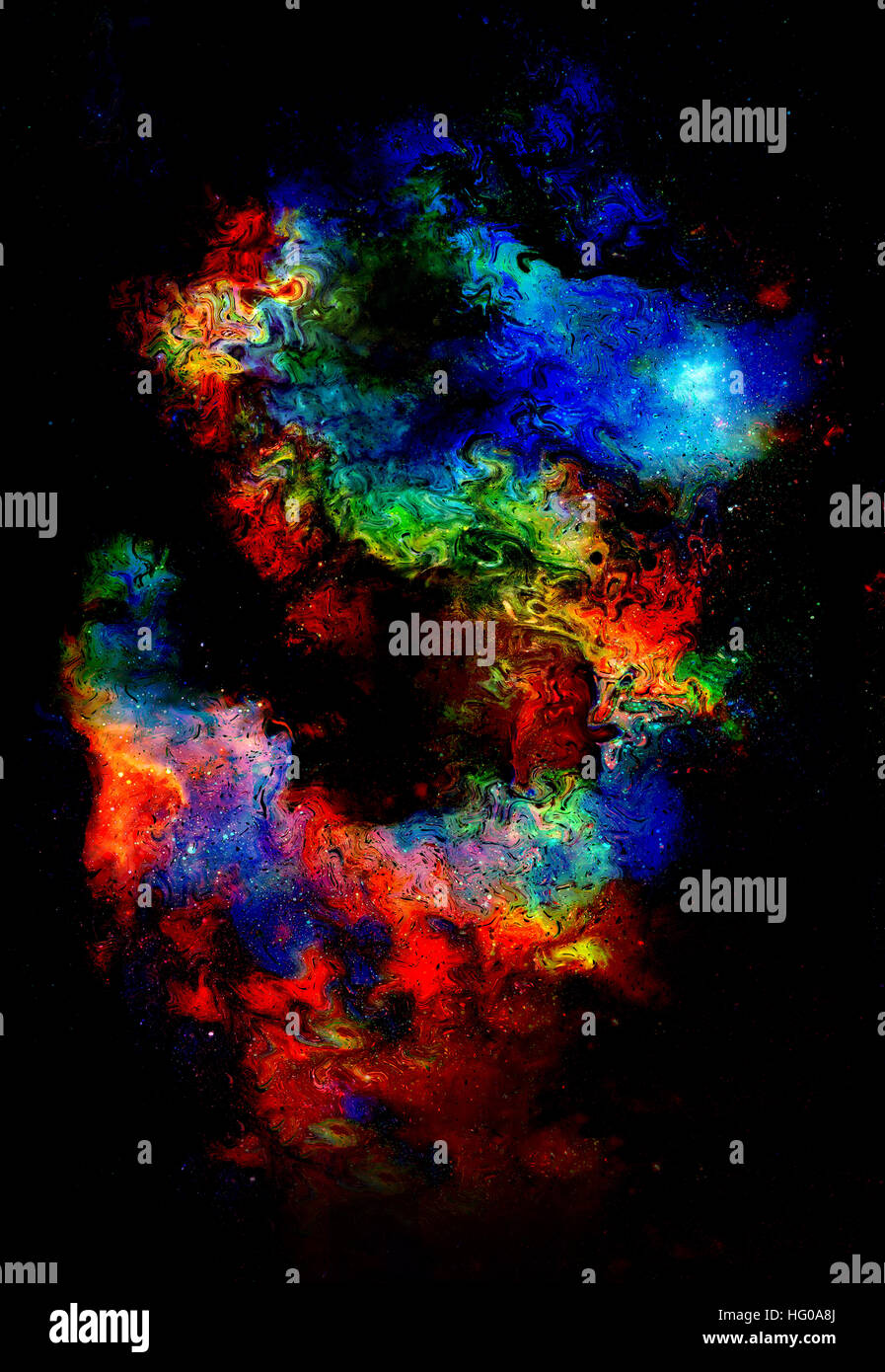 Cosmic space and stars, color cosmic abstract background. Fire effect ...