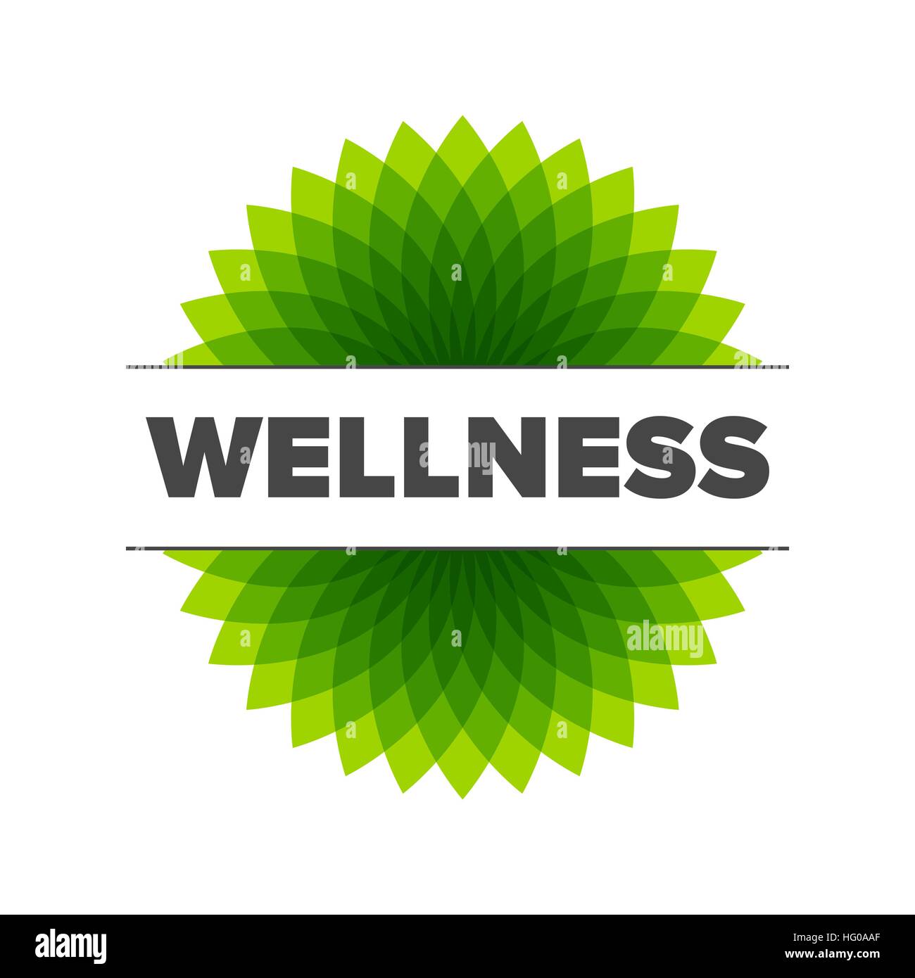 Wellness - vector logo template illustration with green leafs Stock ...