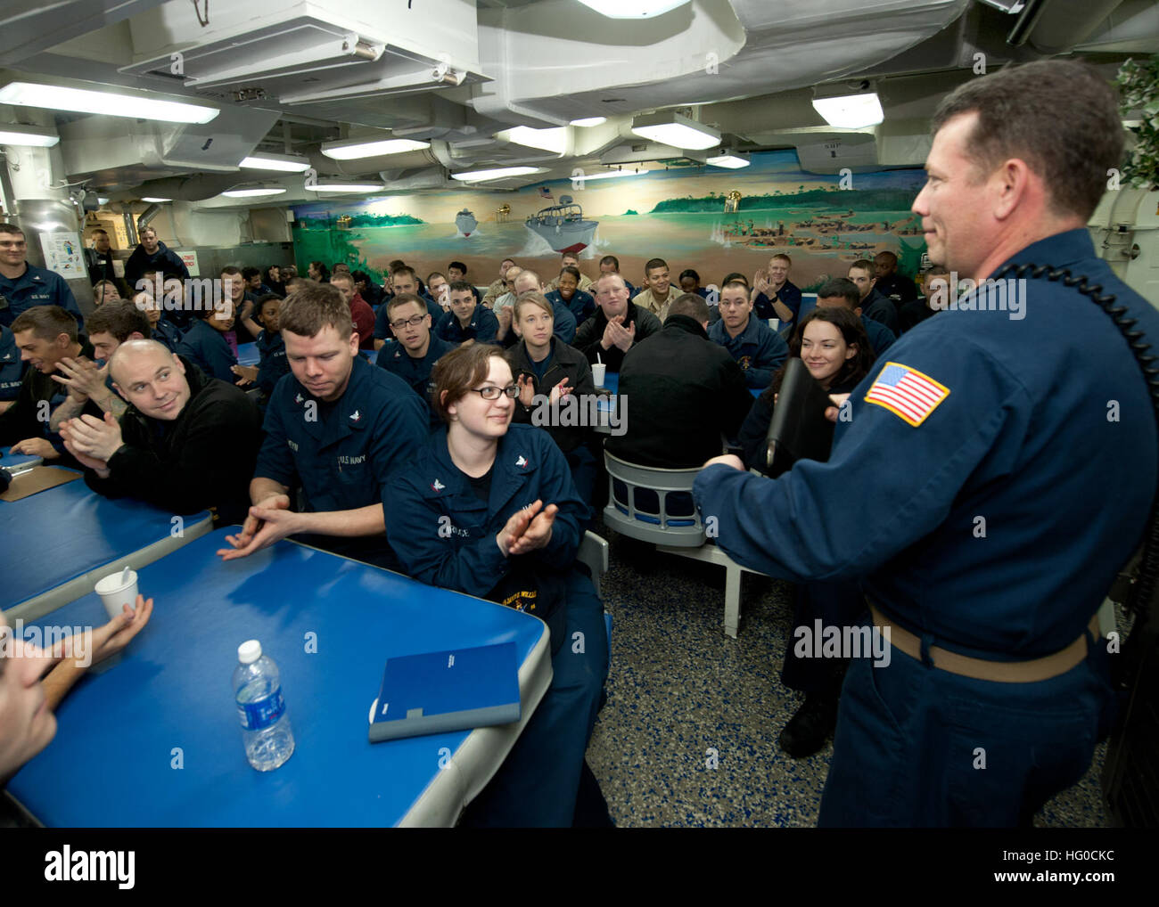 The command master chief of the guided-missile destroyer USS James E ...