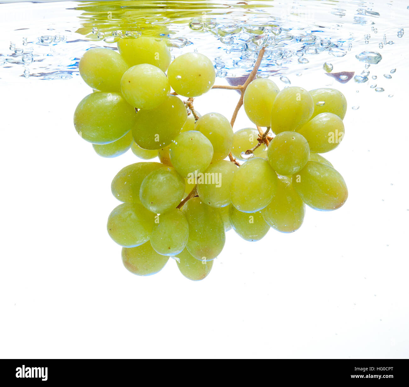 Grapes floating in the water on a white background Stock Photo - Alamy