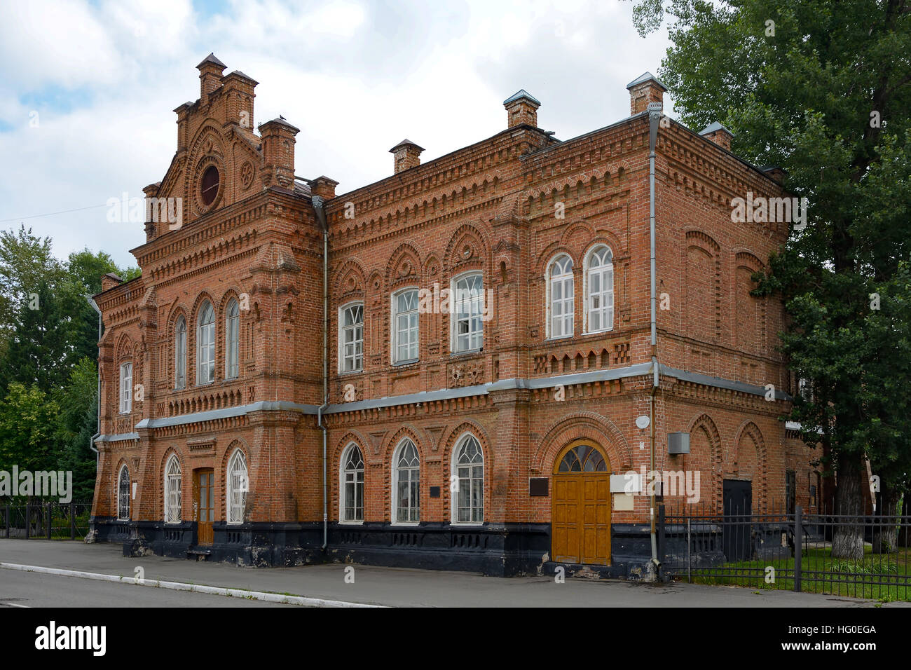 The building of the former real school in old Siberian city Biysk ...