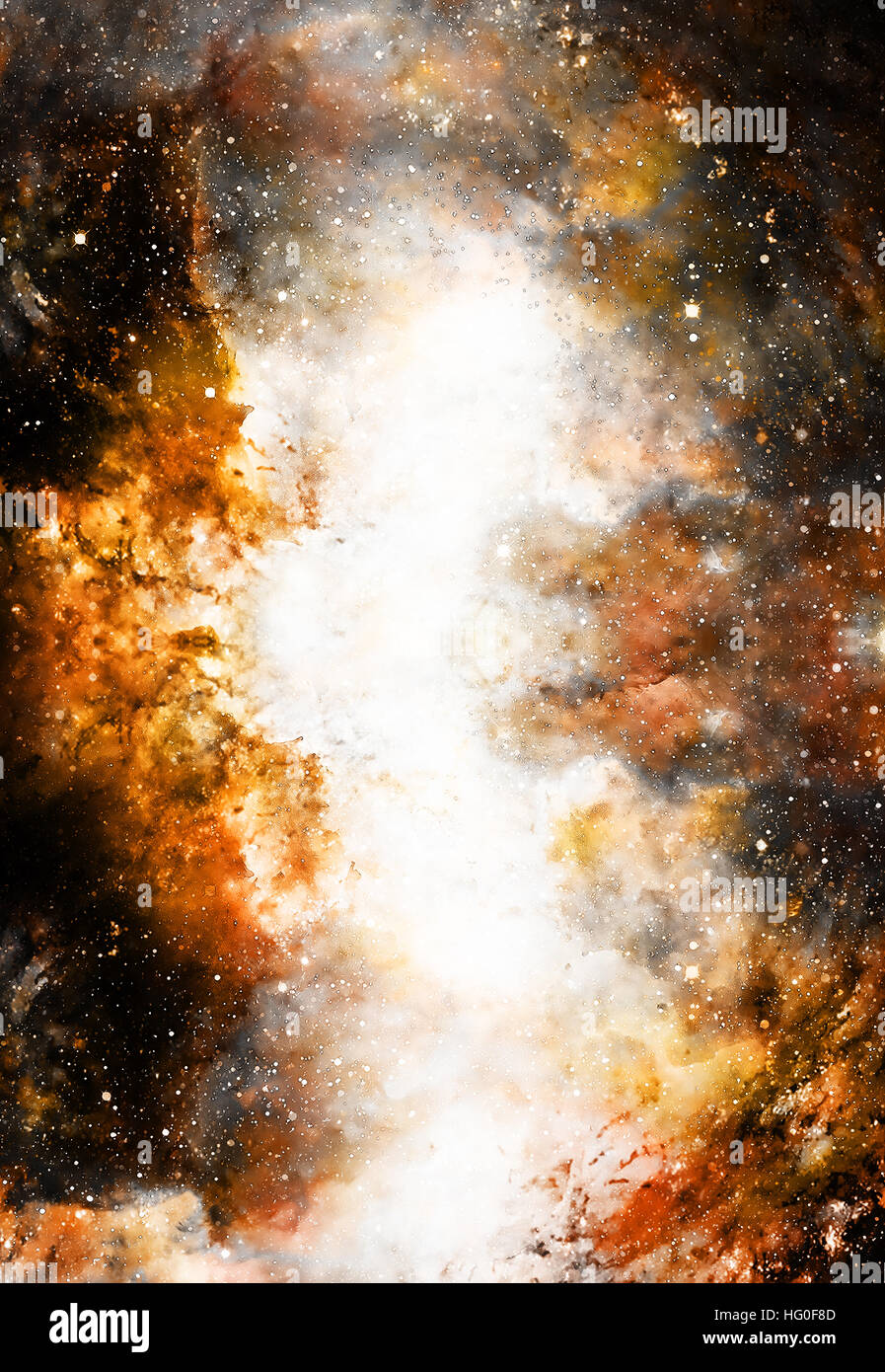 Cosmic space and stars, color cosmic abstract background. Fire and sepia effect in space Stock ...