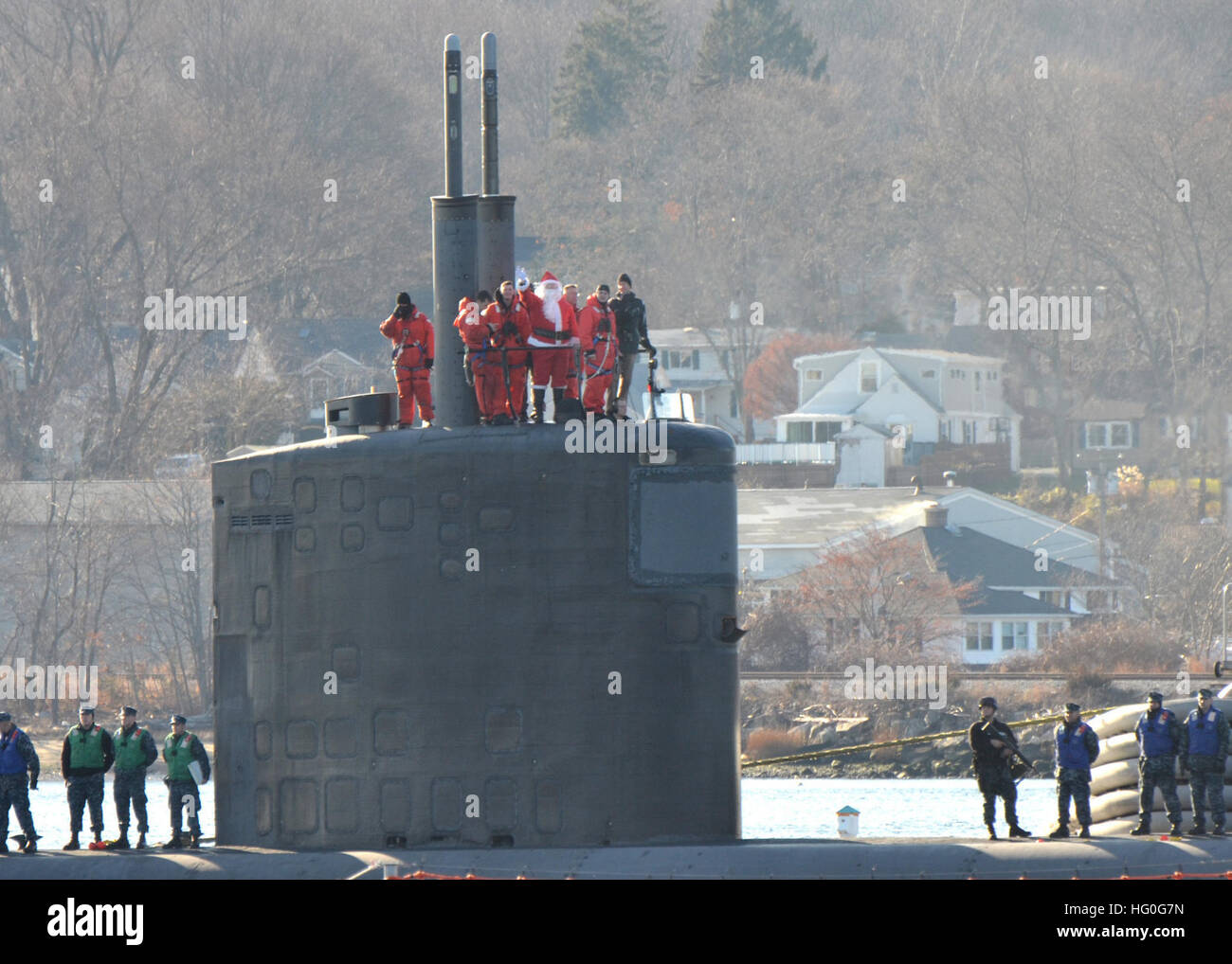 Santa Claus rides aboard the Los Angeles-class attack submarine USS San ...