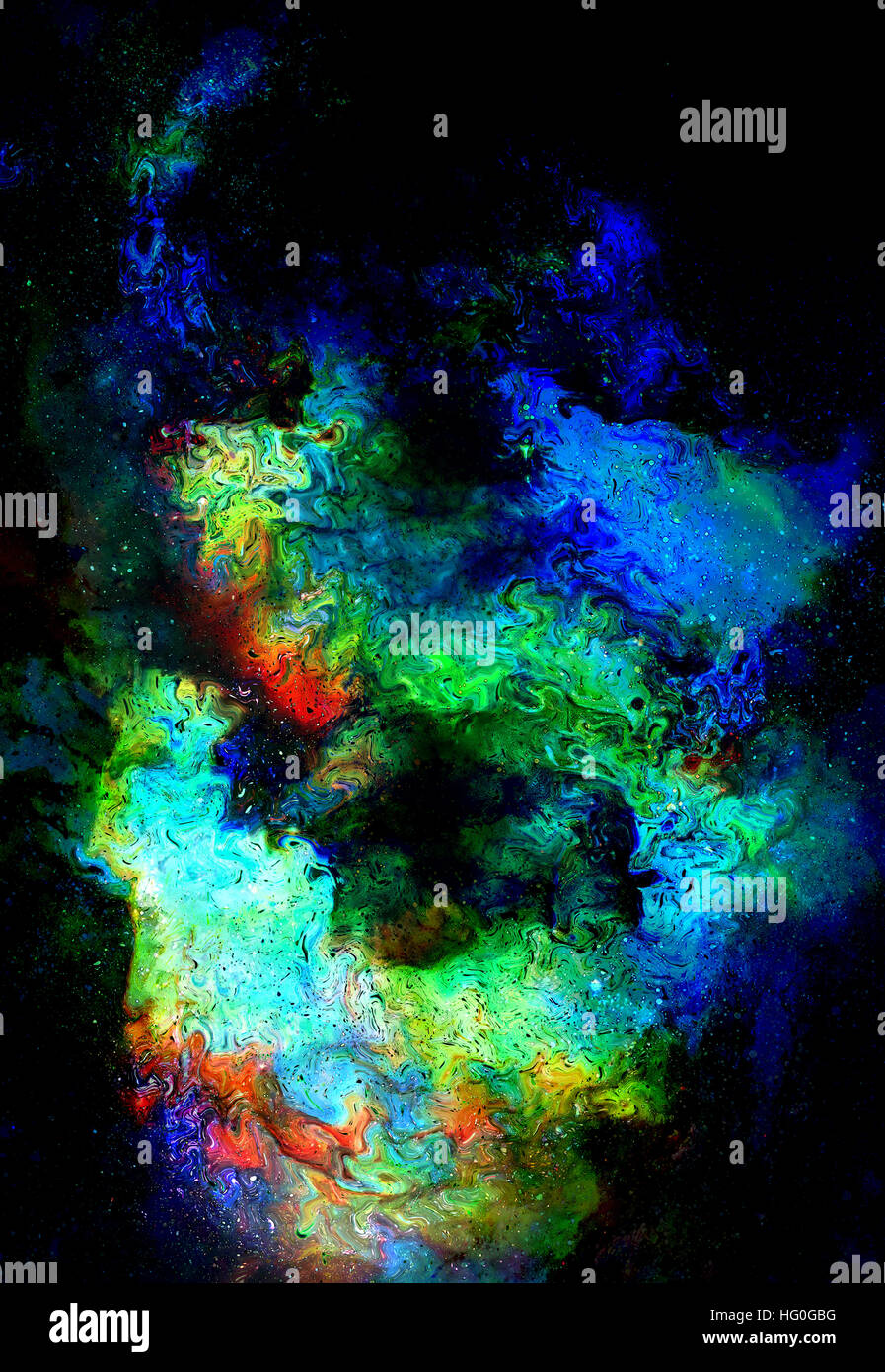 Nebula, Cosmic space and stars, blue cosmic abstract background Stock ...