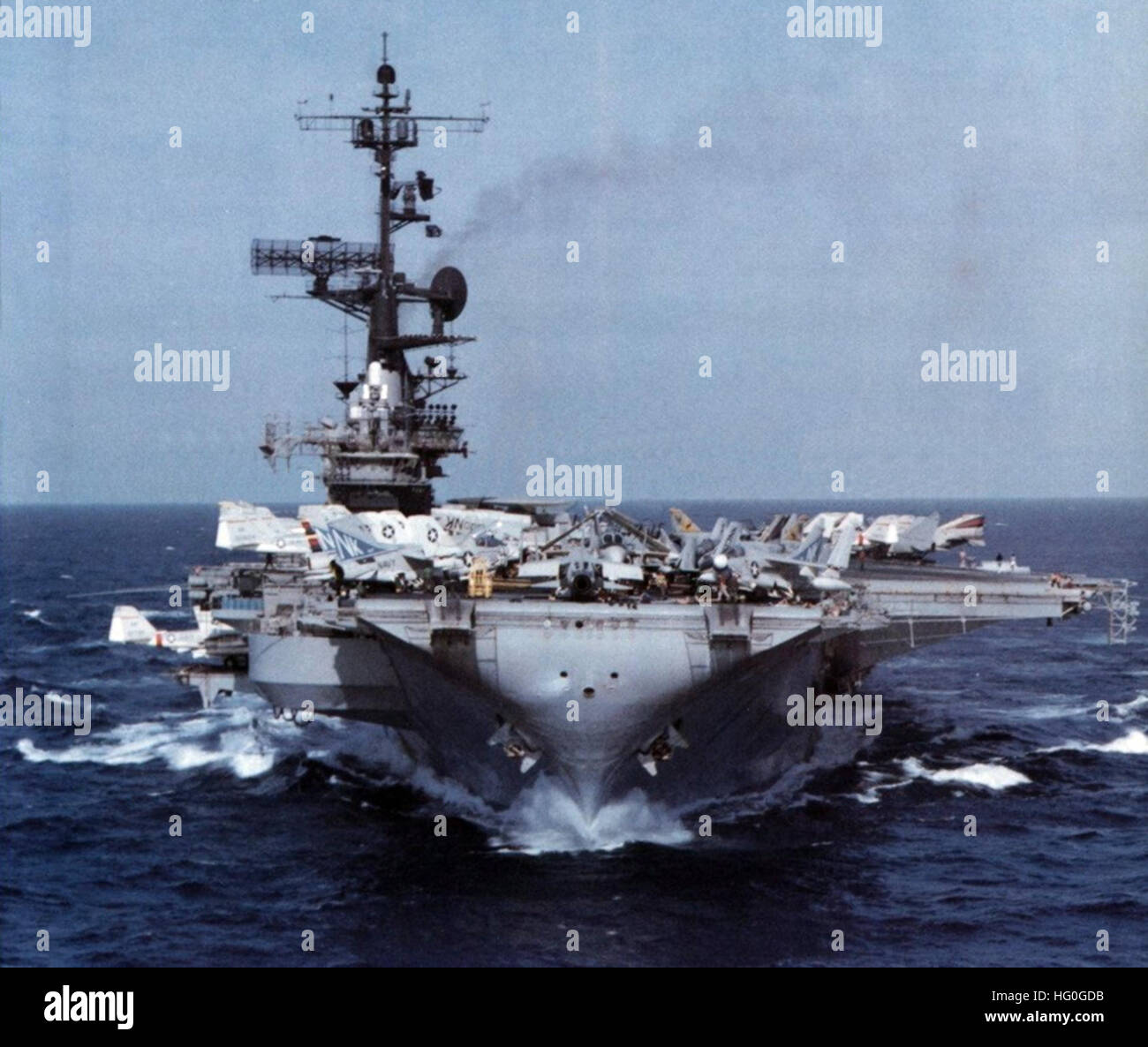 USS Coral Sea (CV-43) bow shot c1982 Stock Photo - Alamy