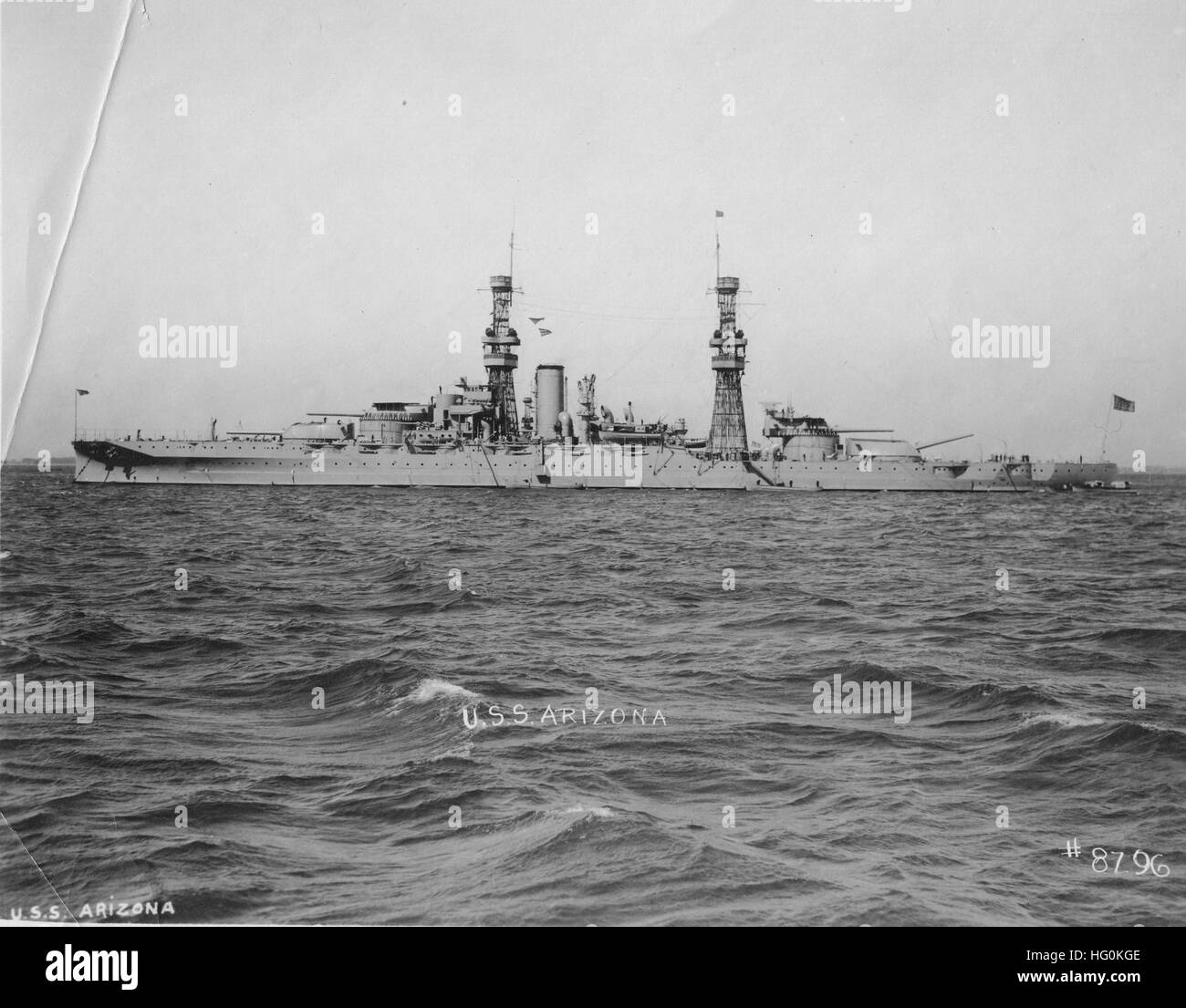 USS Arizona, a Pennsylvania-class battleship, is shown in 1922 ...