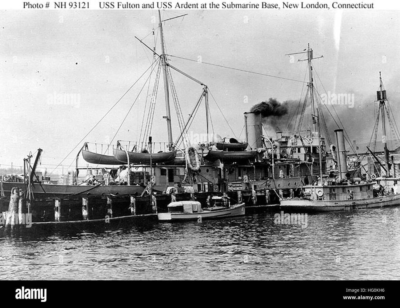USS Fulton (AS-1), a submarine tender, and USS Ardent (SP-680), a ...