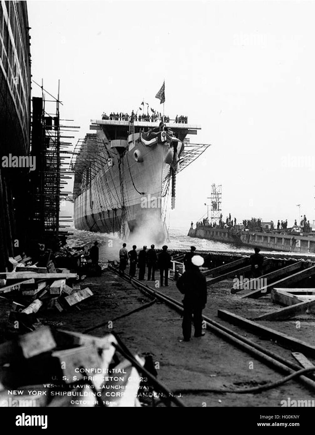 USS Princeton (CVL-23) launching Stock Photo - Alamy