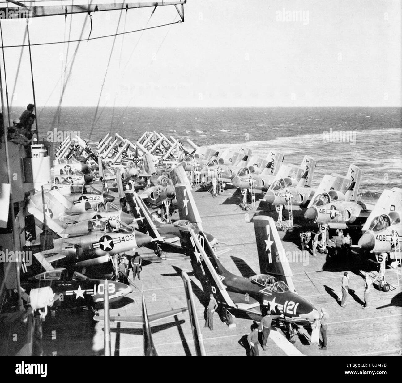 USS Hancock (CVA-19) flight deck c1955 Stock Photo - Alamy