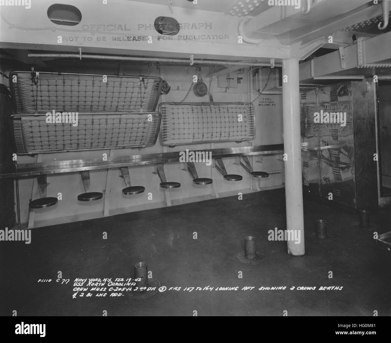 USS North Carolina crew mess NARA BS 29219 Stock Photo - Alamy