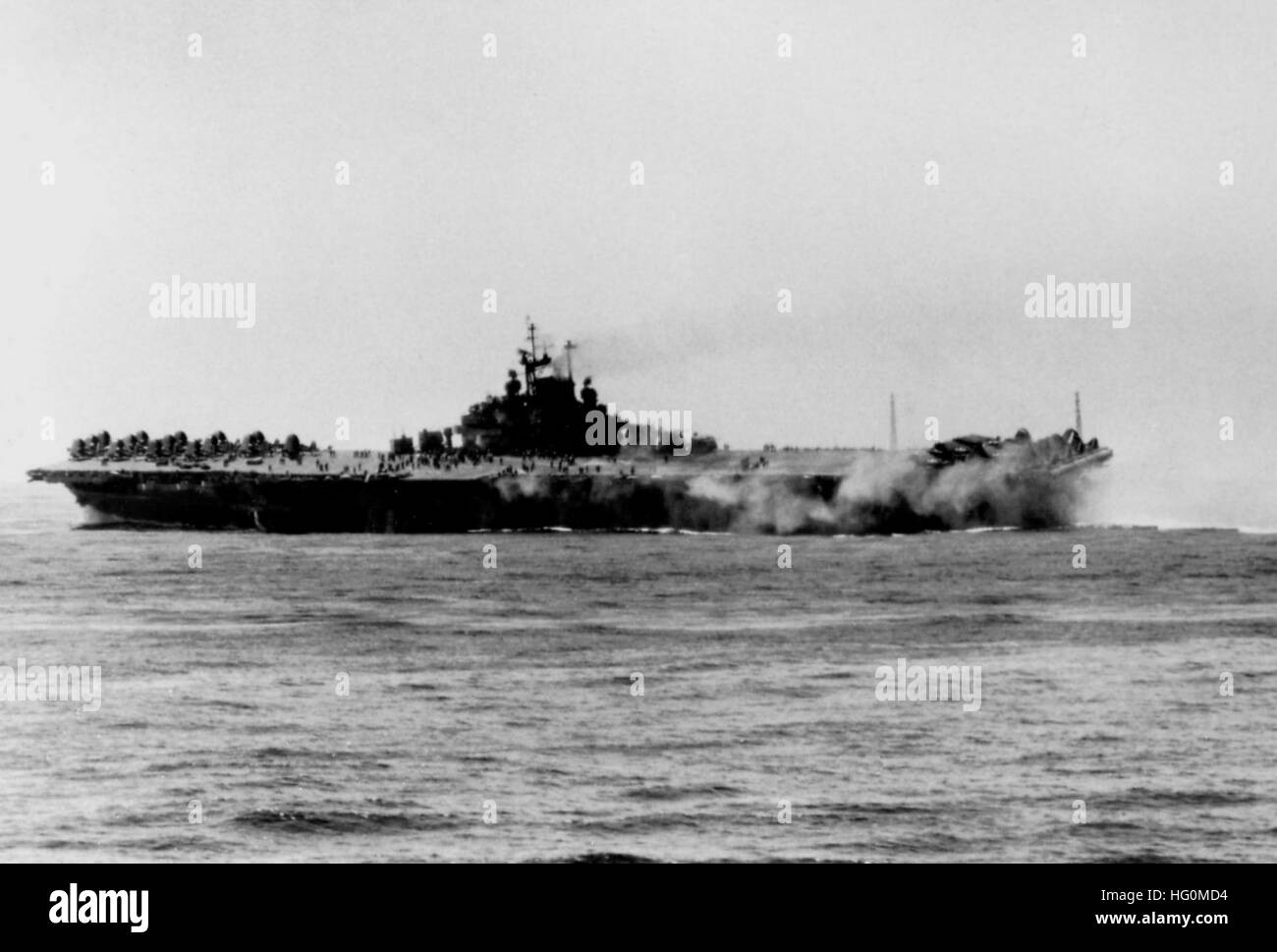 USS Intrepid (CV-11) listing 1945 Stock Photo - Alamy