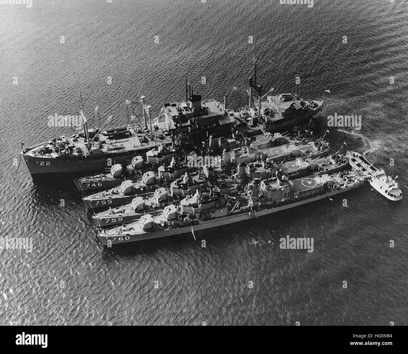 USS Klondike (AR-22) and FRAM II destroyers in Subic Bay Stock Photo ...