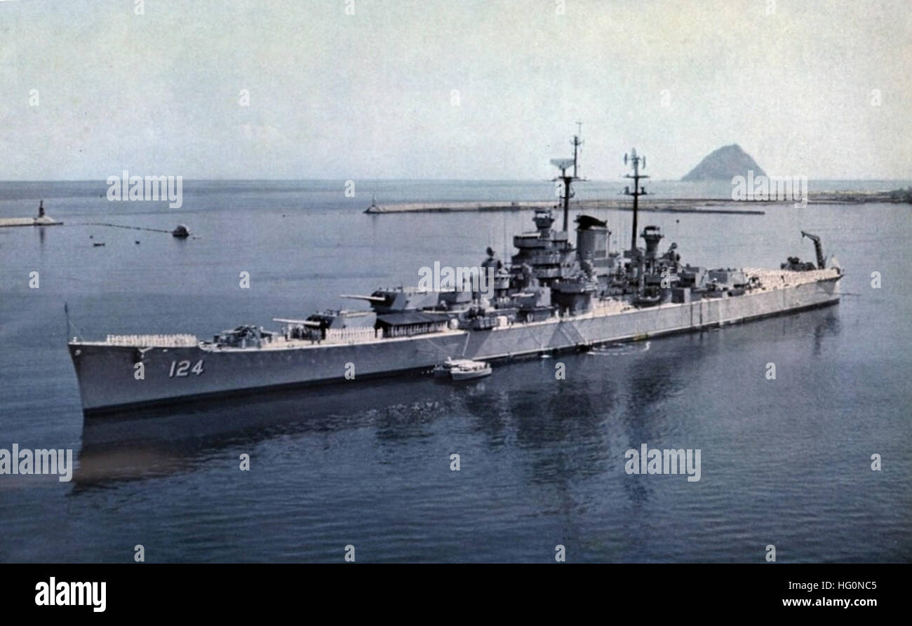 USS Rochester (CA-124) at anchor 1956 Stock Photo - Alamy