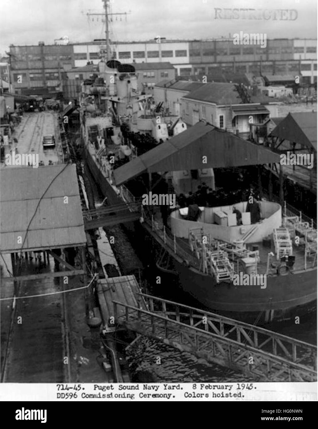 USS Shields DD-596 Commisissioning 8 Feb 1945 714-45 Stock Photo - Alamy