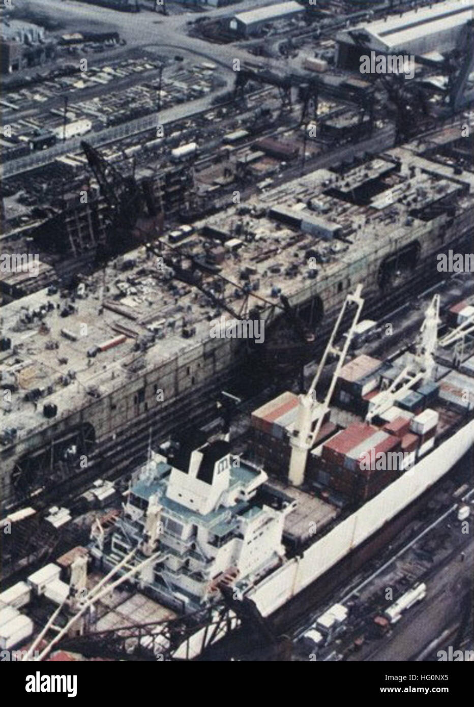 USS Carl Vinson (CVN-70) under construction in late 1970s Stock Photo ...
