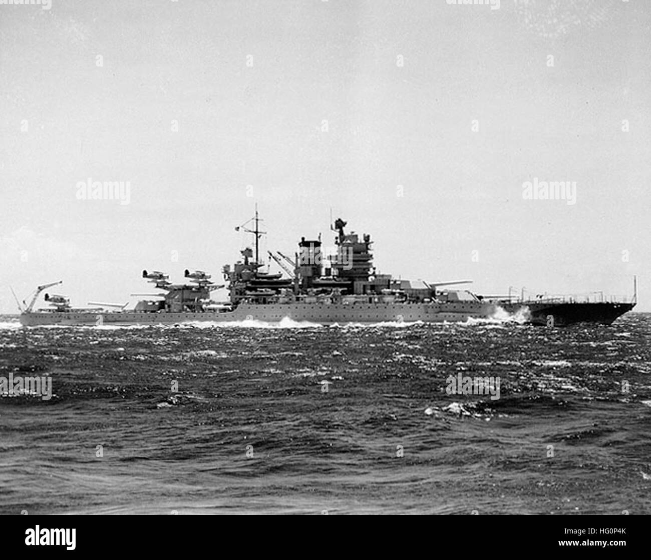 The battleship USS Mississippi (BB-41) operates at sea performing ...