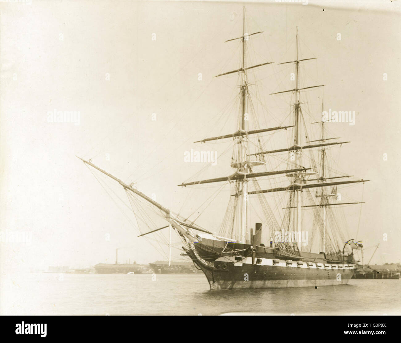 USS Constitution, a historic wooden-hulled, three-masted heavy frigate ...