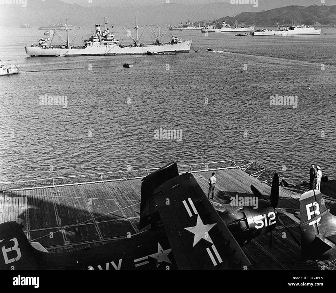 US Navy ships at Sasebo in December 1950 Stock Photo - Alamy