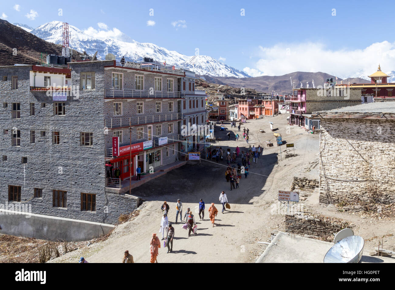 Muktinath, Nepal - November 02, 2014: Pilgrims on their way to the ...
