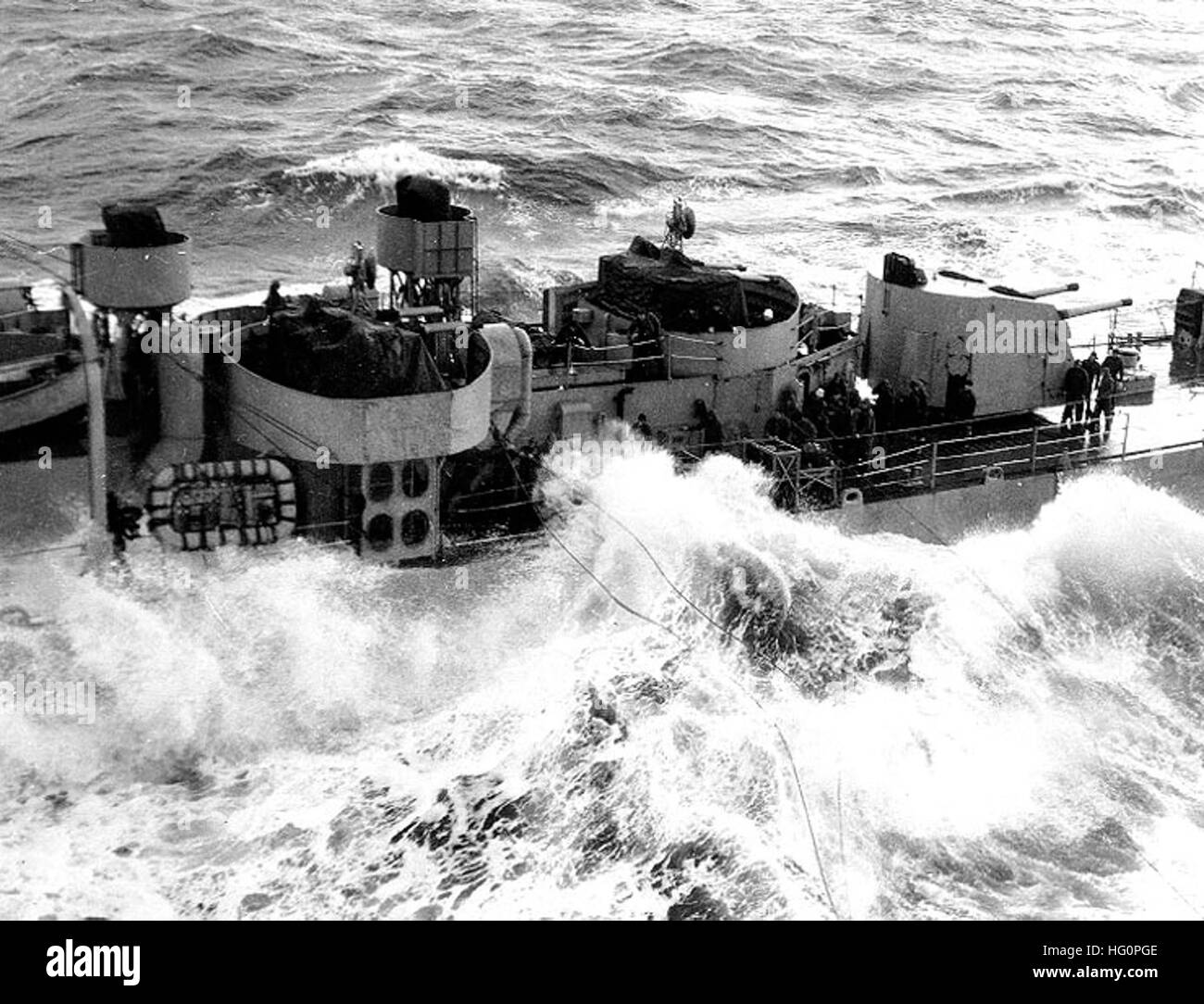 USS Massey (DD-778) port side aft during underway replenishment Stock ...