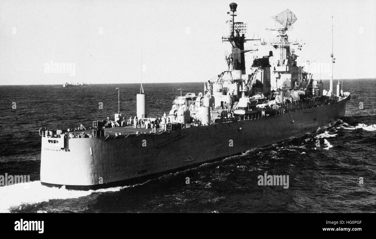 USS Northampton (CC-1), a command cruiser, operates in the North ...