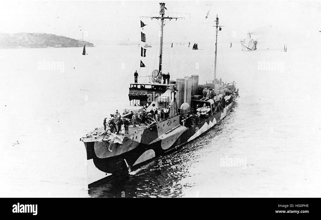 USS O'Brien (DD-51) in dazzle camouflage, 1918 Stock Photo - Alamy