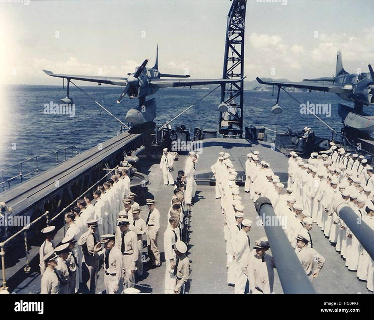 USS Biloxi CL-80 stern with SO3Cs 1943 Stock Photo - Alamy
