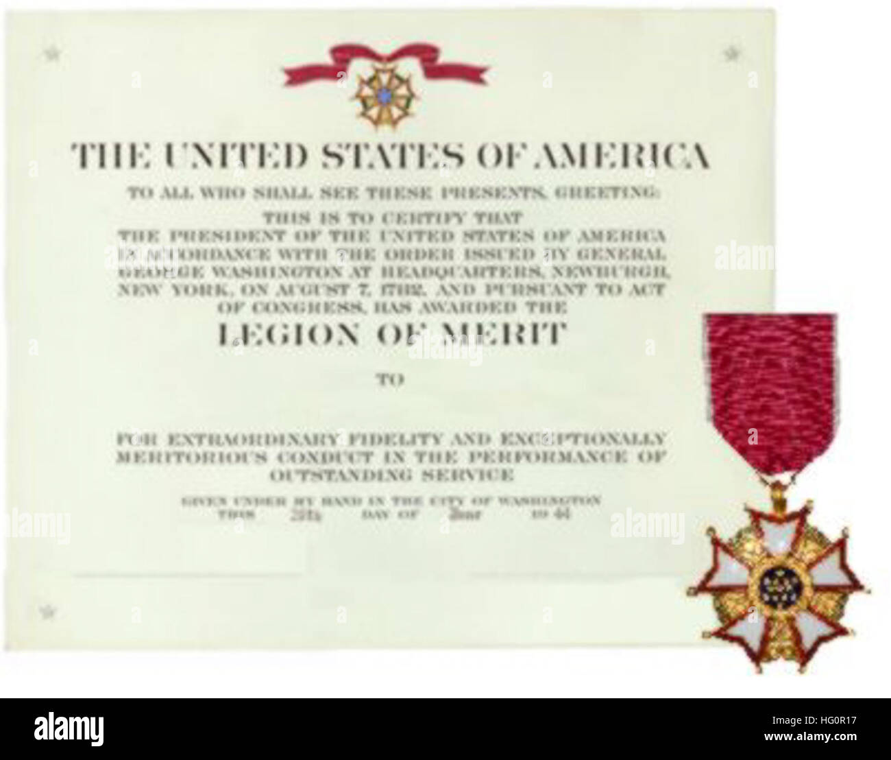 Diploma Legion of Merit Stock Photo - Alamy