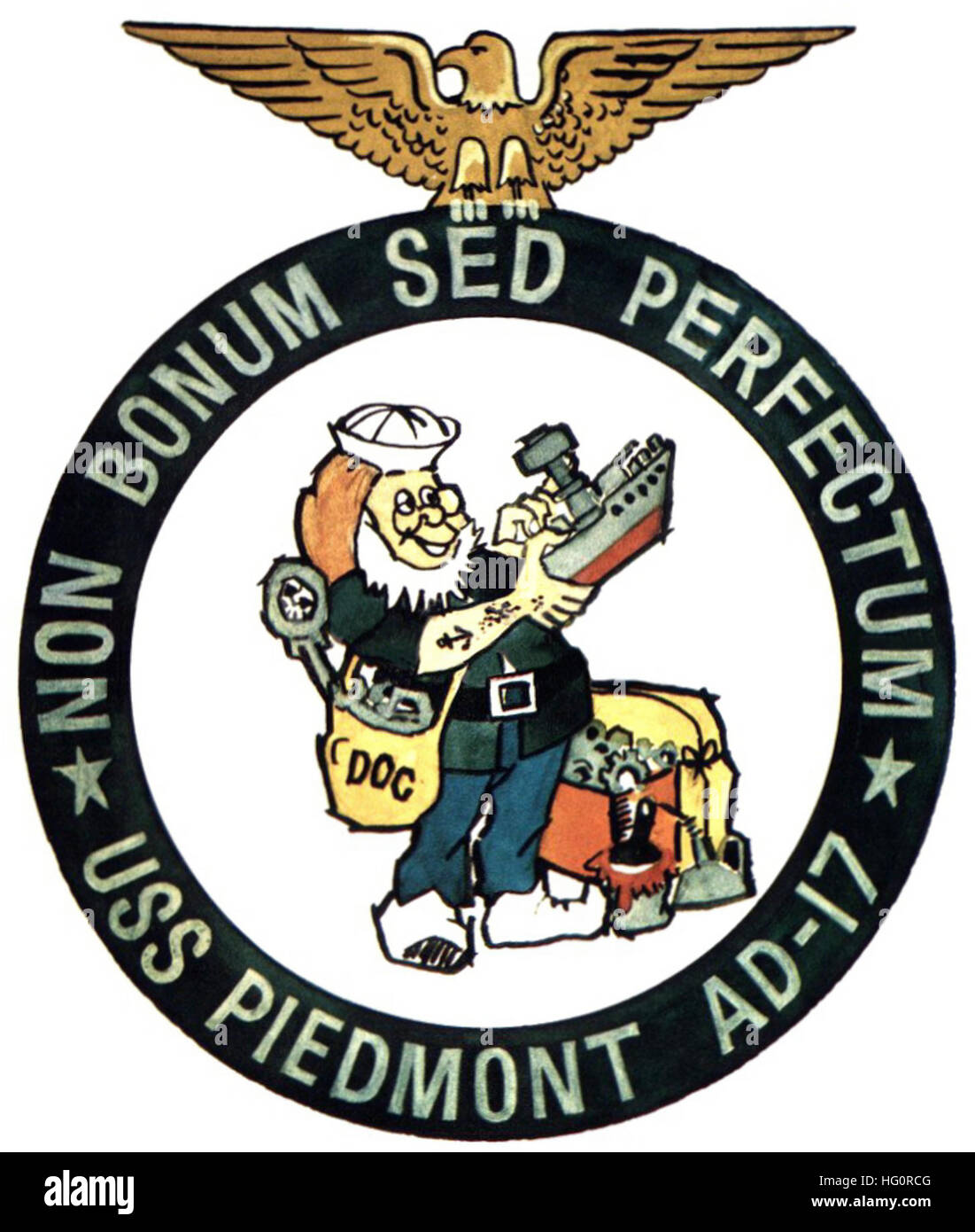 The image shows the crest of USS Piedmont (AD-17), a Dixie-class ...