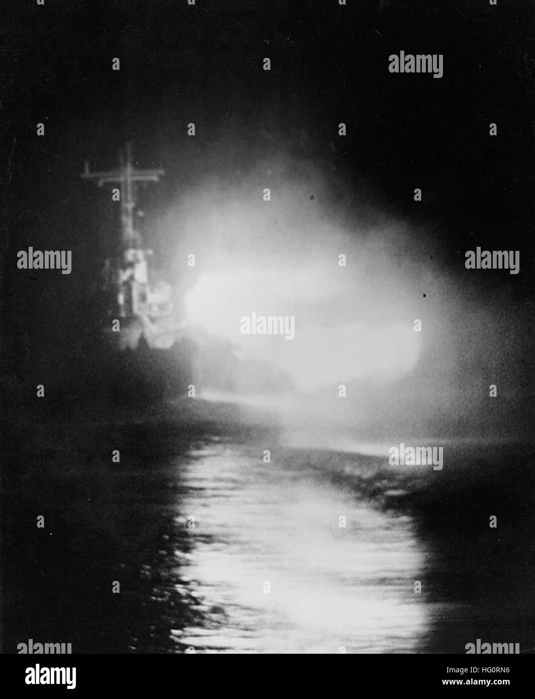 USS Honolulu bombarding Munda 1943 Stock Photo - Alamy