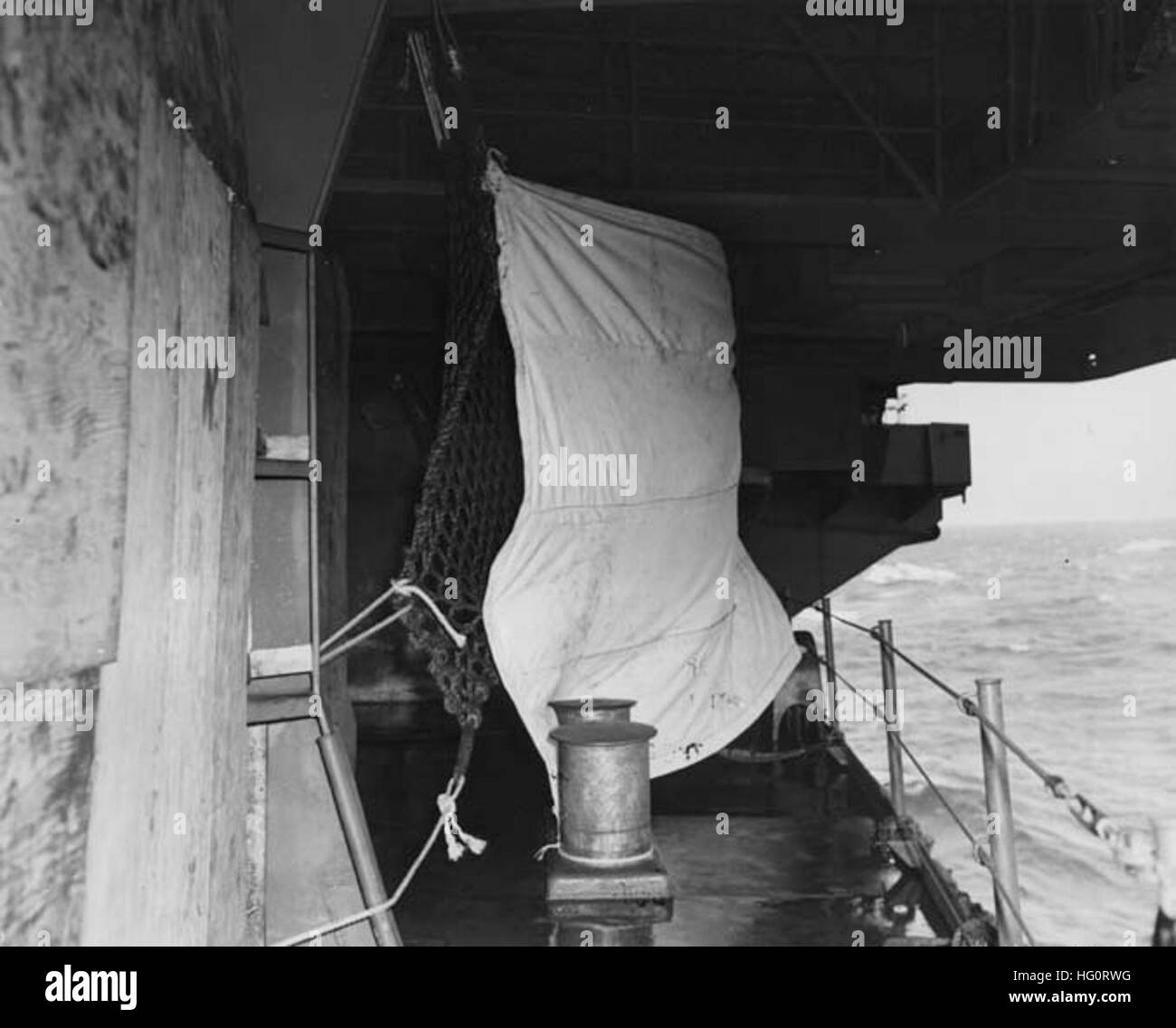 USS Intrepid temporary foresail, February 20, 1944 Stock Photo - Alamy