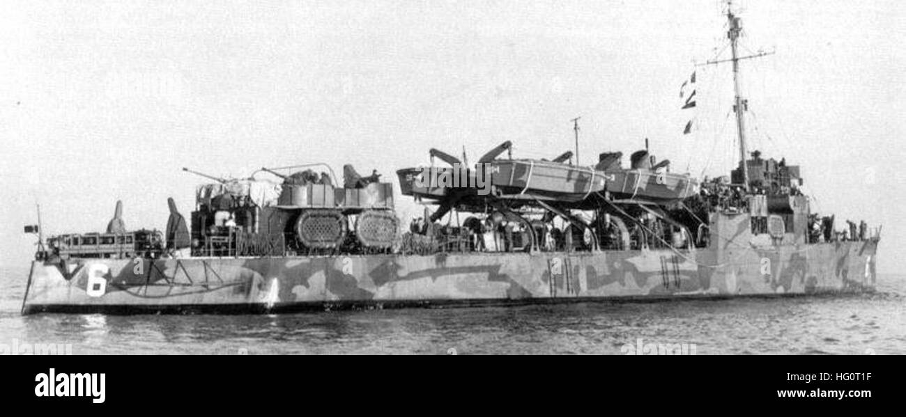 USS Stringham (APD-64), a high-speed transport of the U.S. Navy, is ...