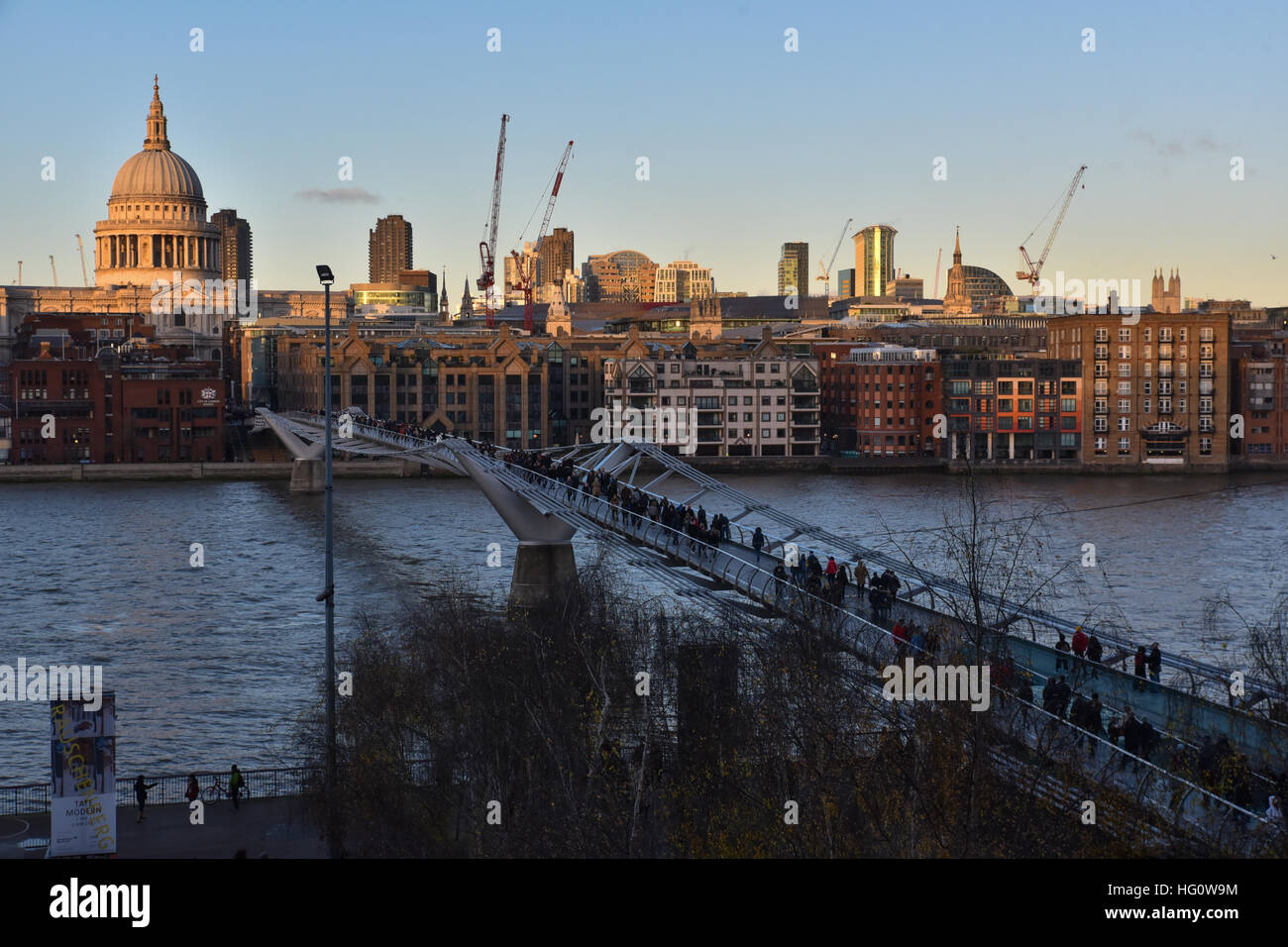 London, UK. 2nd Jan, 2017. Sunset over London from the Tate Modern ...