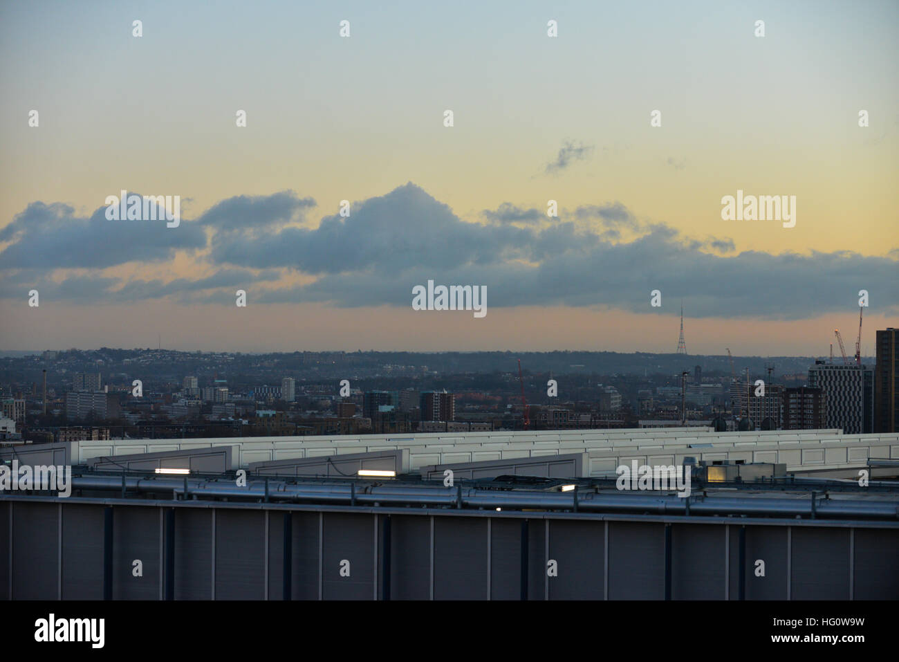 London, UK. 2nd Jan, 2017. Sunset over London from the Tate Modern ...