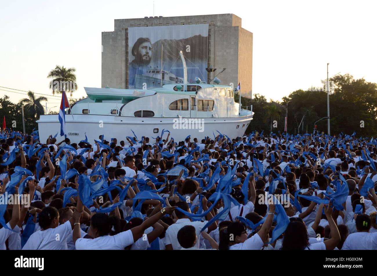 Havana, Cuba. 2nd Jan, 2017. People participate in a military parade at ...