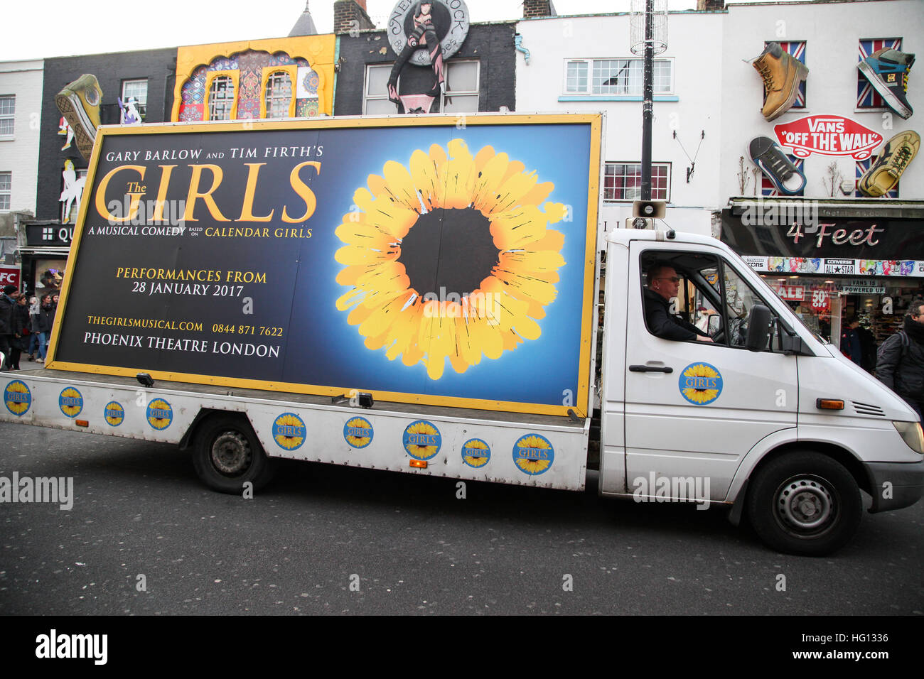 Camden Town, North London, UK. 3rd Jan, 2017. A van with an advert for ...