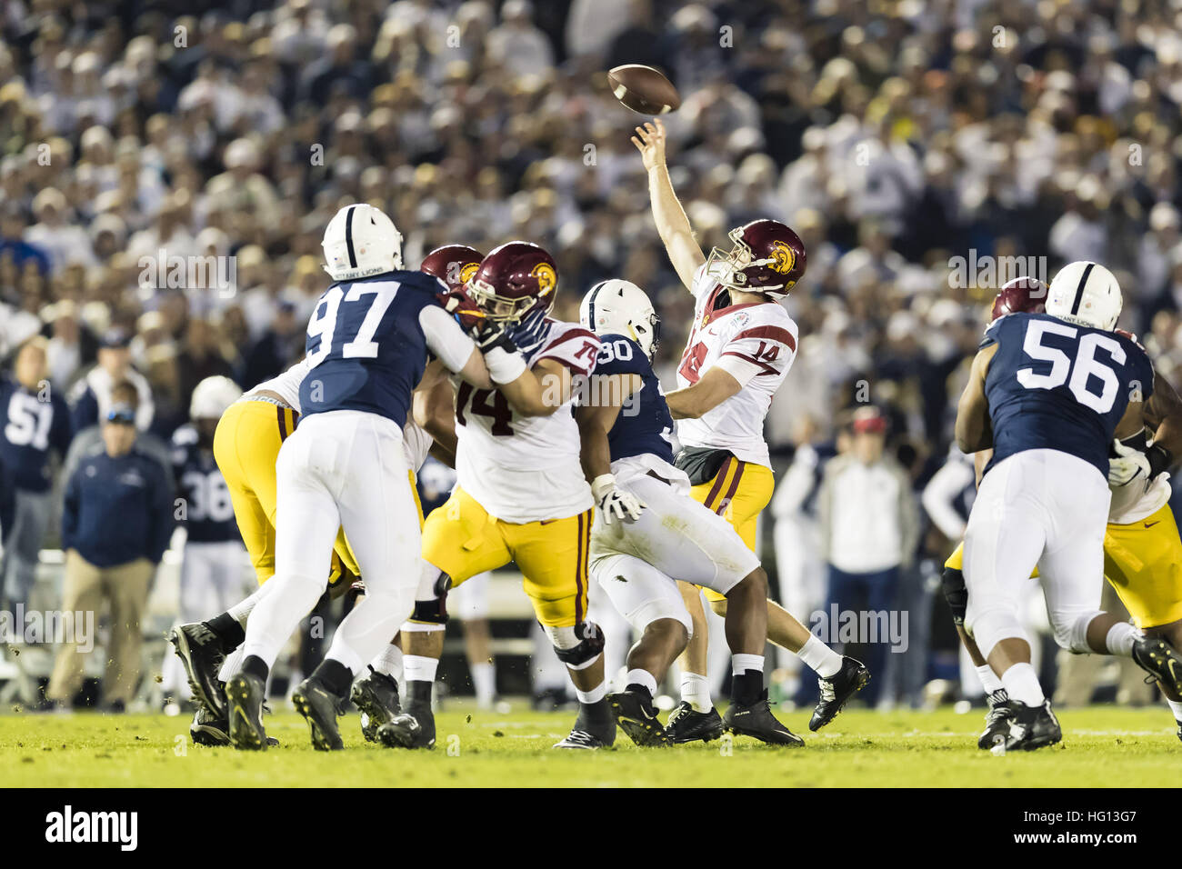 California, USA. 2nd Jan, 2017. USC quarterback Sam Darnold (14) throws ...