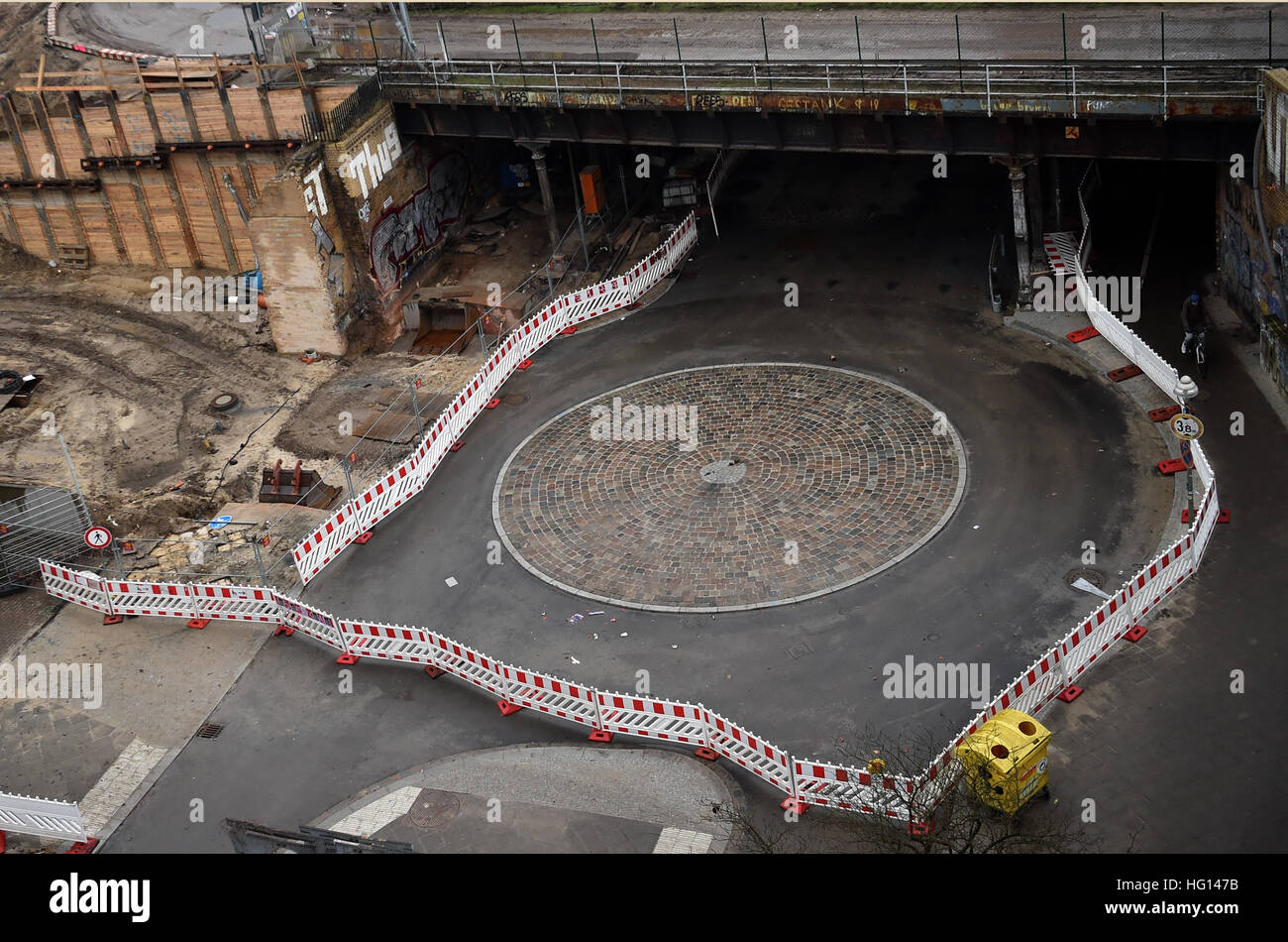 Berlin, Germany. 02nd Jan, 2017. A view of the closed-off Gleim tunnel ...